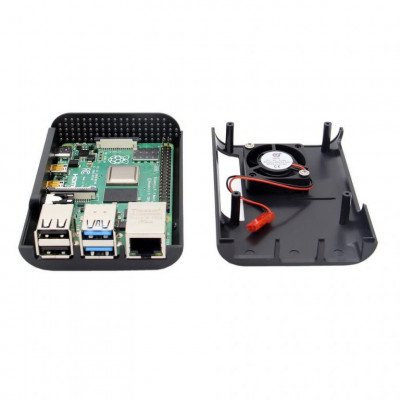 Raspberry Pi 4 Black Compact ABS Case with Fan Slot - TEKTOWN