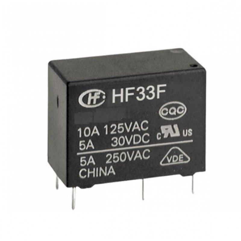 Hongfa 12V 10A DC HF33F/012-HL3 5-Pin SPDT Miniature Power Relay - TEKTOWN