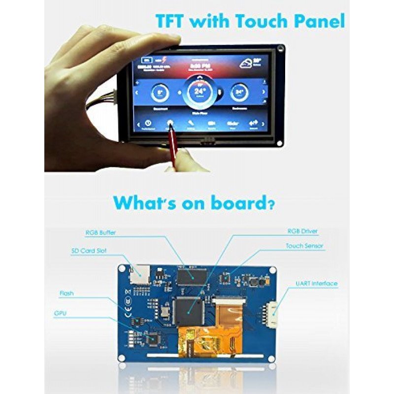 Nextion 5 inch Enhanced NX8048K050 HMI Touch Display - TEKTOWN