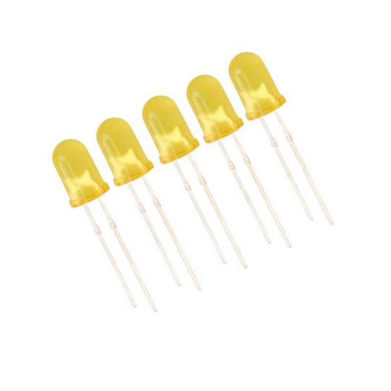 Yellow LED 5mm Diffused - 5 Pieces Pack - TEKTOWN